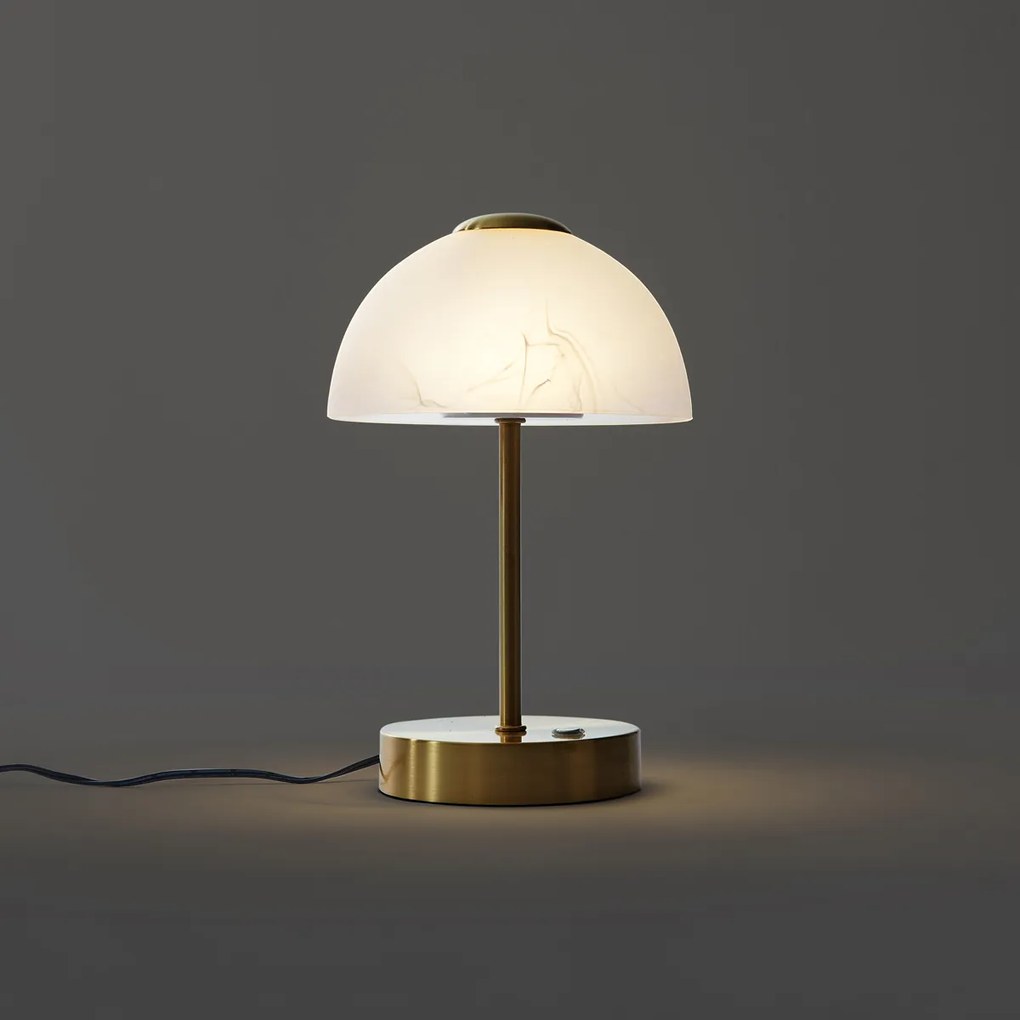 Designová stolní lampa zlatá s opálovým sklem vč. LED stmívatelná - Joya