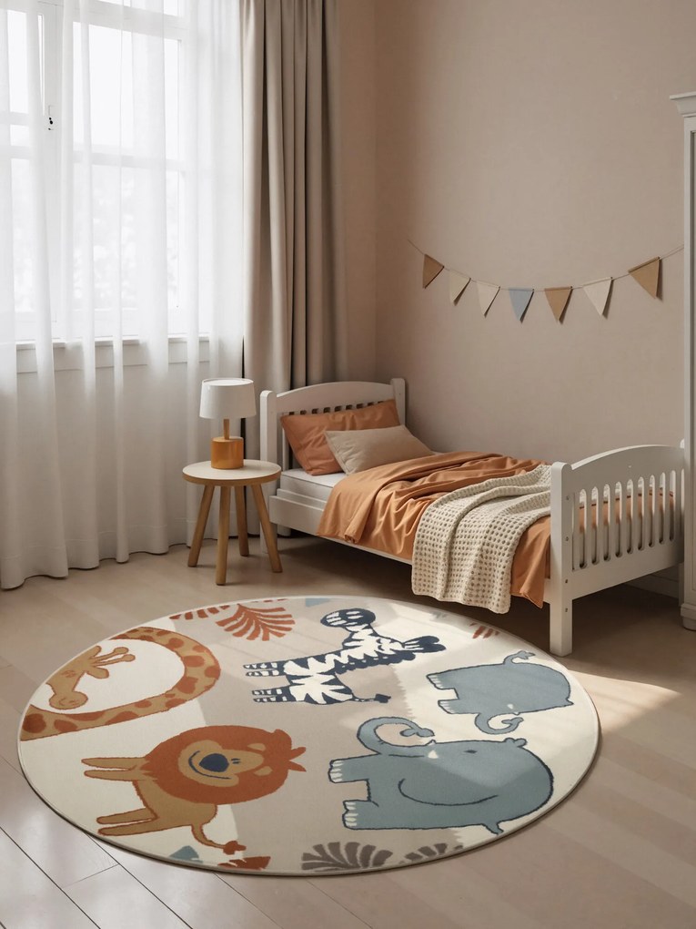 Hanse Home, Dětský koberec Adventures 106409 Cream Multicolor kruh, 160x160 (průměr) kruh, vícebarevná, dětský pokoj