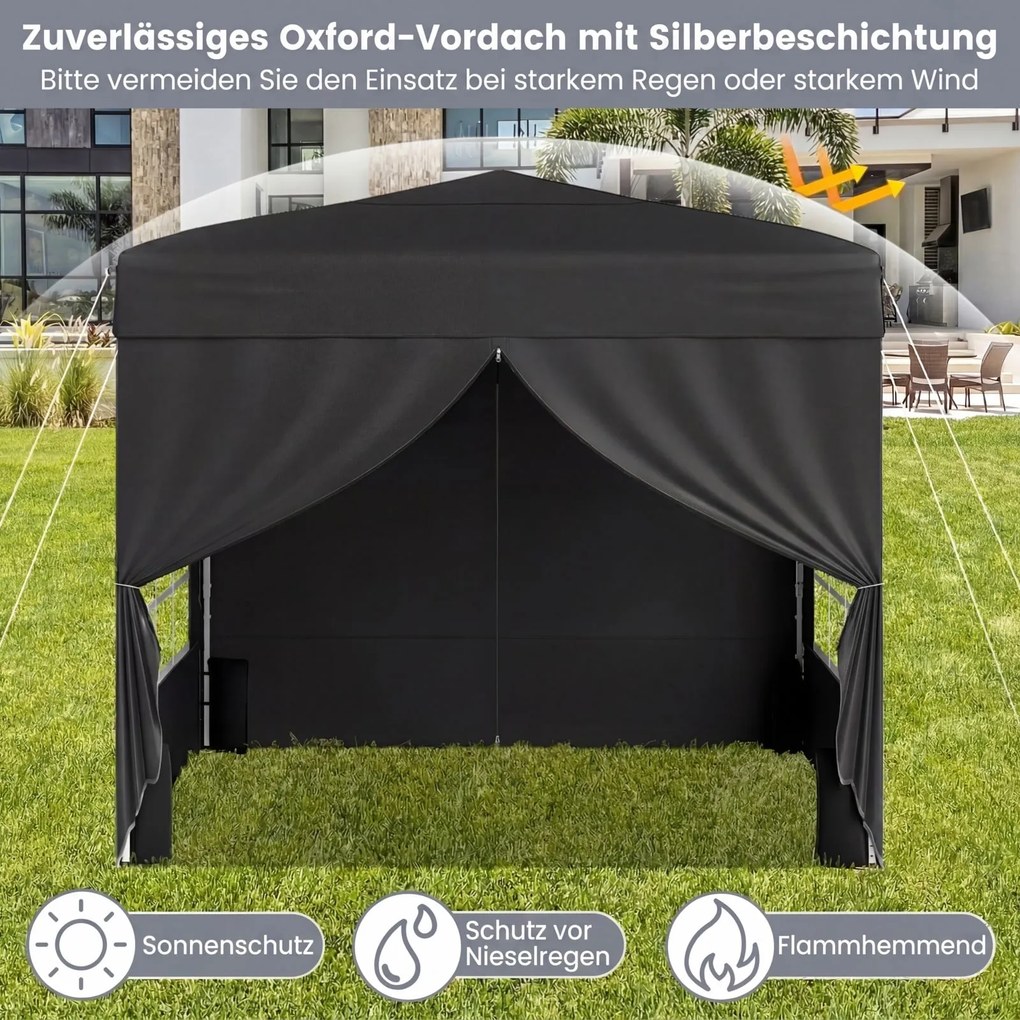 Costway Pavilon Výsuvný skládací pavilon s 4 Odnímatelné boční stěny 3 oddíl