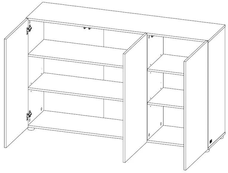 Širší komoda Rusty 2, šedá