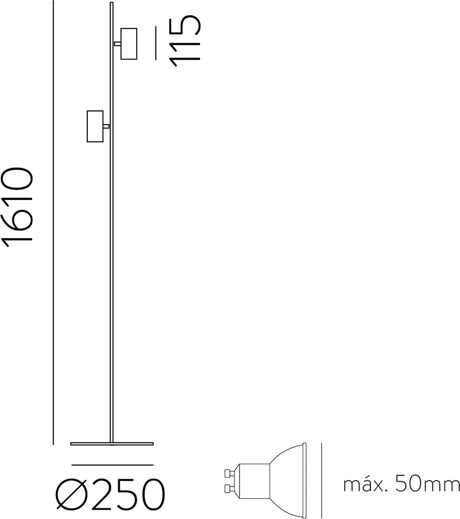 ACB Iluminacion Stojací lampa GINA, v. 160 cm, 2xGU10 8W Barva: Bílá