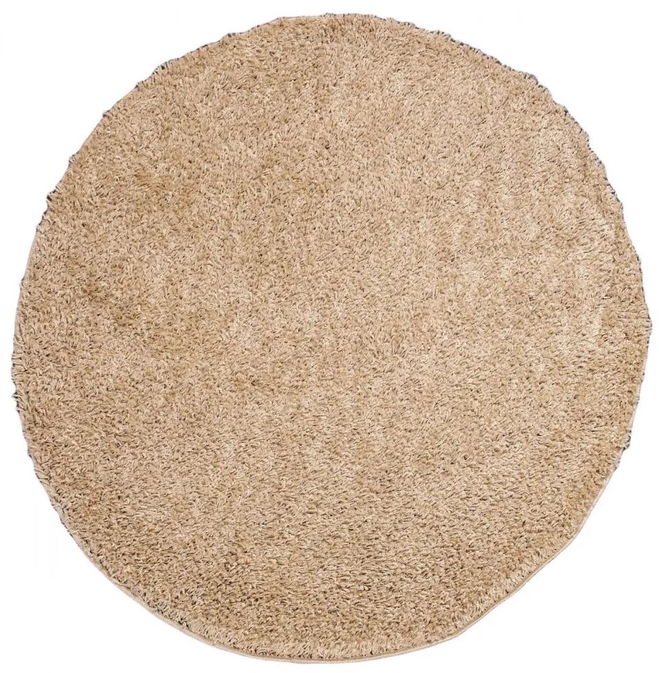 Kusový koberec Shaggy Soho béžový kruh, Velikosti 140x140cm