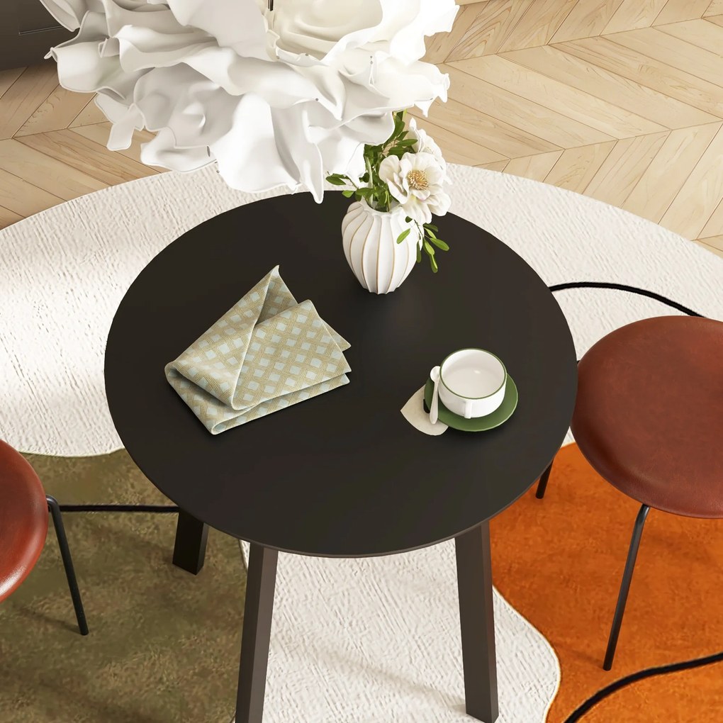 HOMCOM Jídelní stůl Kulatý kuchyňský stůl Odkládací stolek Jídelní stůl se zkosenými nohami do kuchyně Jídelna Obývací pokoj Moderní design Černá 72 …