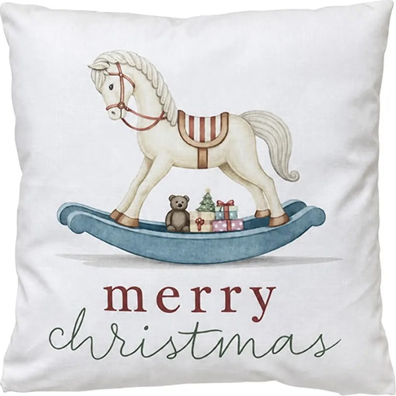 Dekorační polštář houpací koník Merry Christmas - 45*45*4 cm