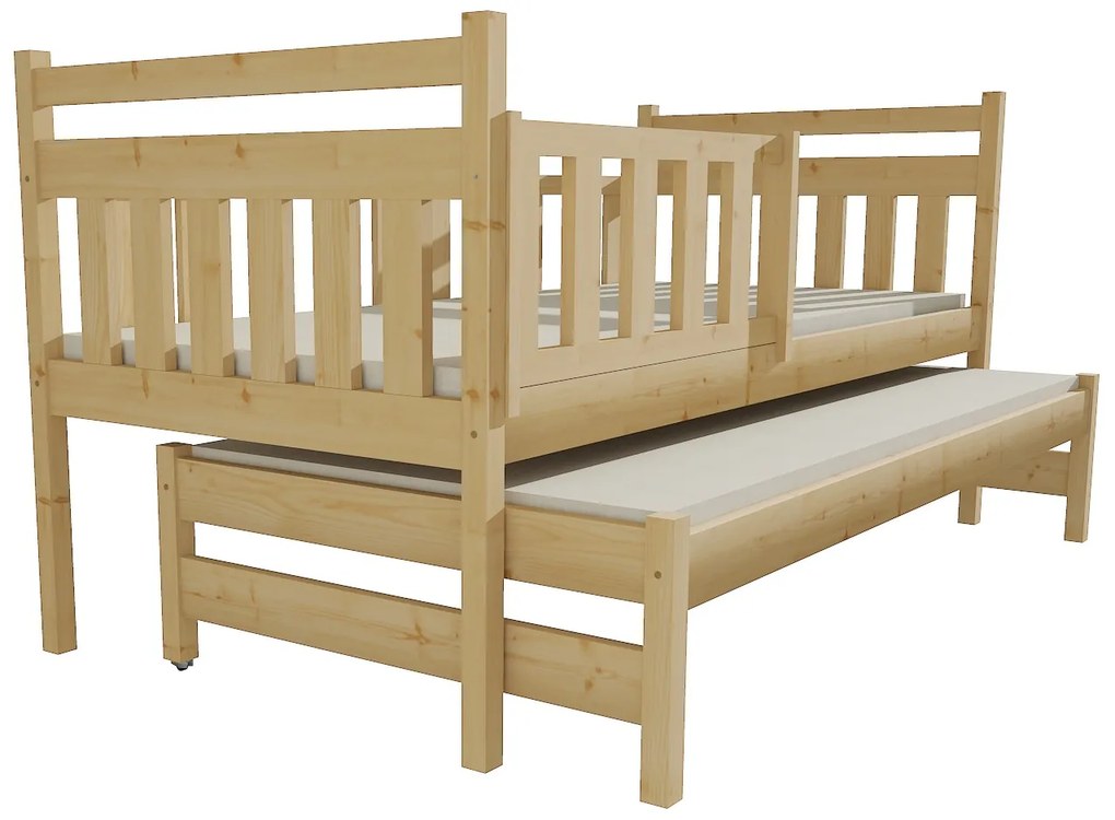 Vomaks Dětská postel s výsuvnou přistýlkou DPV 004 (netransparentní barva hnědá, 2 kusy úložných prostor, 90 x 200 cm)
