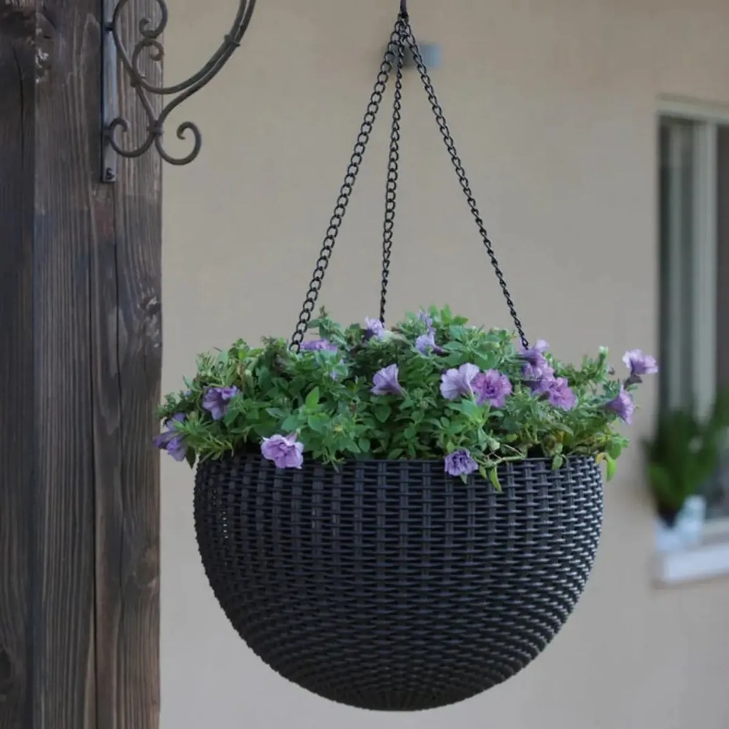 Keter Závěsný květináč Sphere antracit, pr. 35 cm