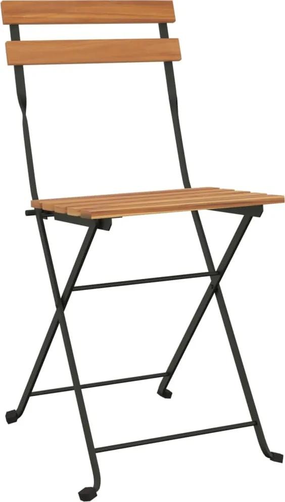 vidaXL Skládací bistro židle 4 ks masivní teakové dřevo a ocel [319980]