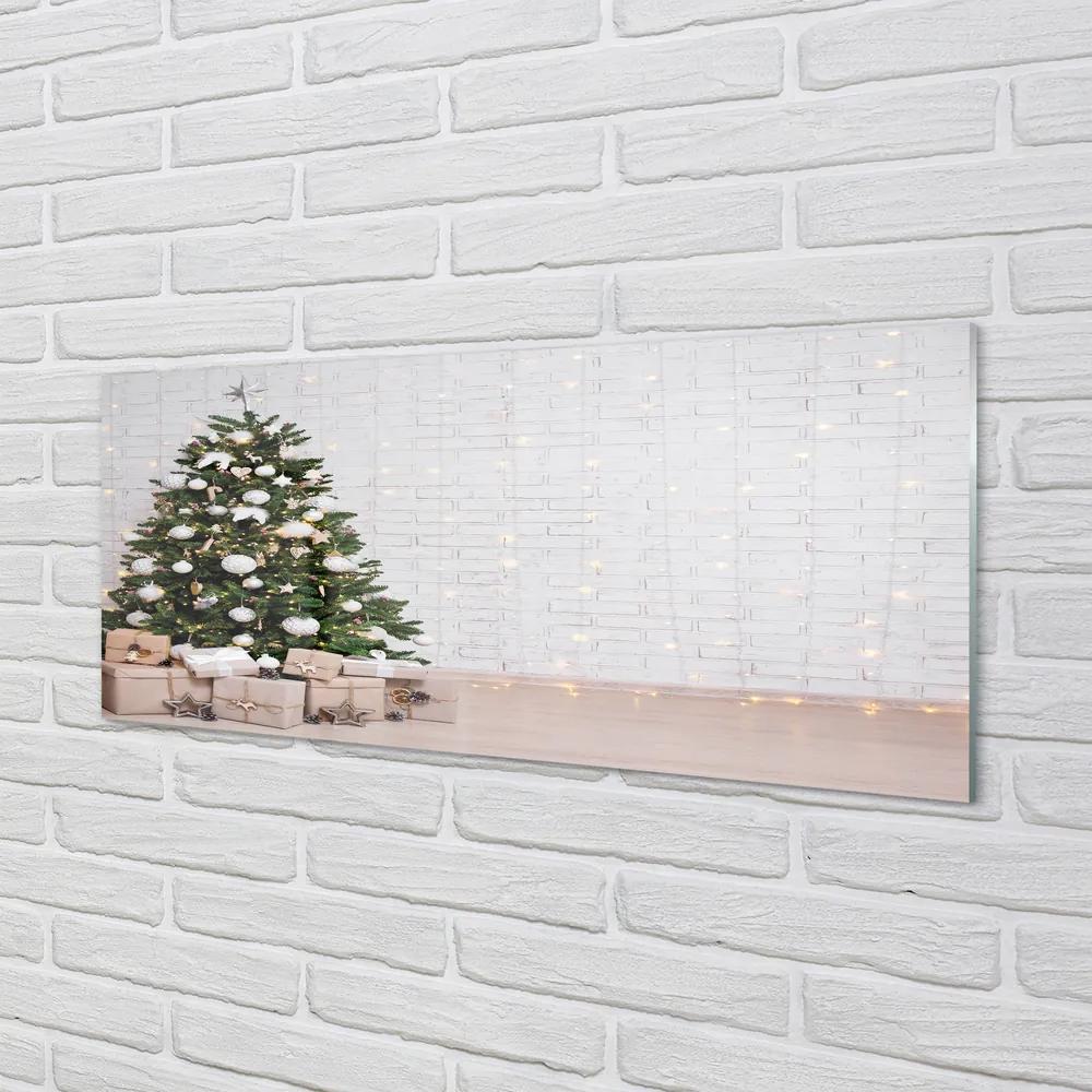 akrylový obraz Ozdoby na vánoční stromeček dárky 120x60 cm