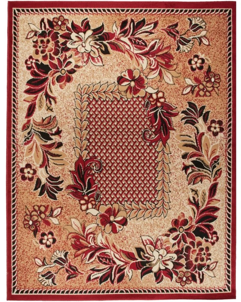 Kusový koberec PP Květiny červený, Velikosti 60x100cm