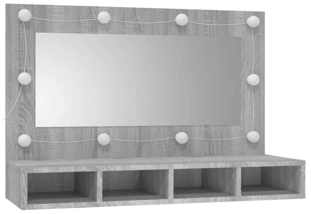 Petromila Zrcadlová skříňka s LED šedá sonoma 90 x 31,5 x 62 cm