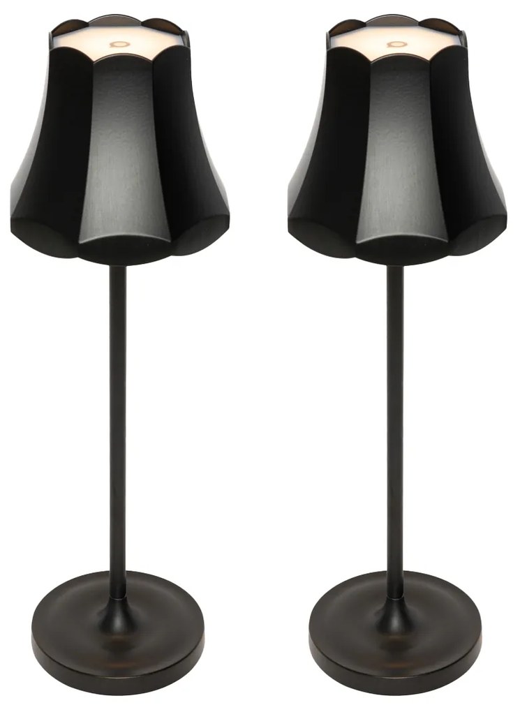 Sada 2 retro stolních lamp černých dobíjecích IP44 - Granny