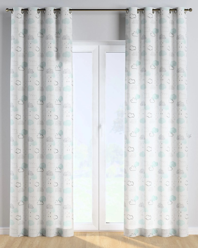 Závěs na kroužcích barva bílá látka vzorované
