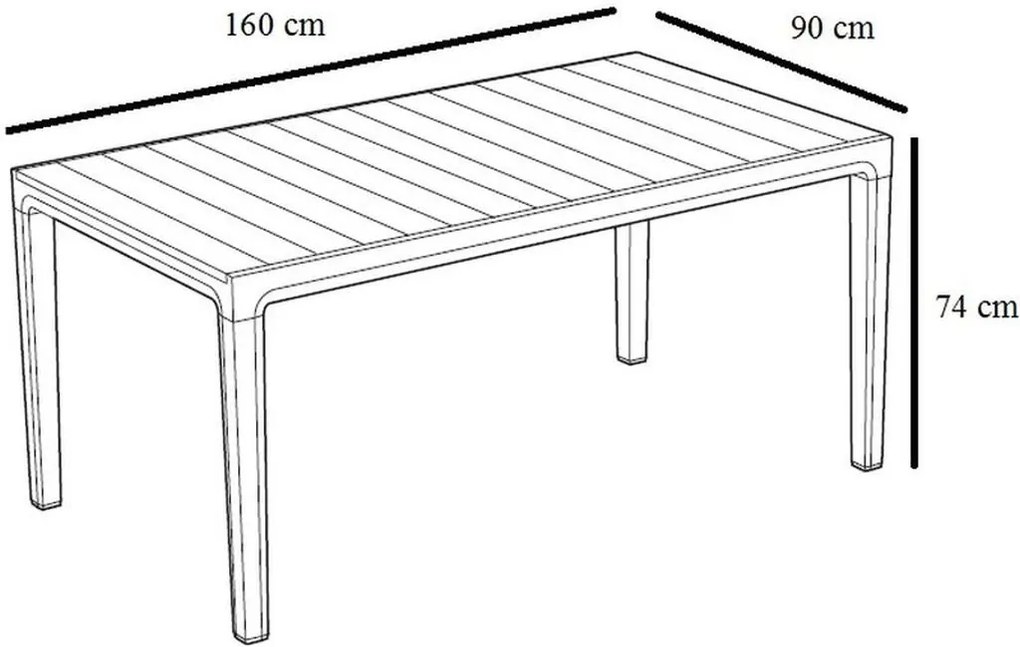KETER HARMONY Zahradní stůl, 160 x 90 x 74 cm, bílá/šedá 17201231