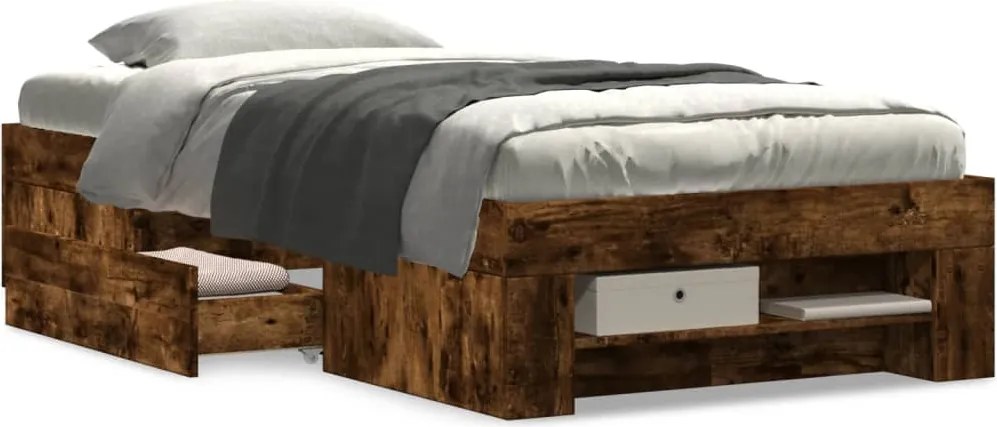 Rám postele bez matrace kouřový dub 90x200 cm kompozitní dřevo 3295496