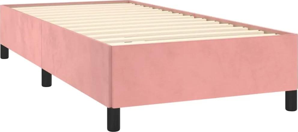 vidaXL Box spring postel s matrací 80 x 200 cm samet [3132770] Barva: Růžová