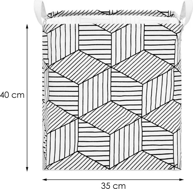 Úložný koš 35l, bílo-černé tvary SPRINGOS HA0106