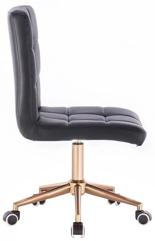 LuxuryForm DESIGN Otočná židle TOLEDO na zlaté podstavě s kolečky - černá
