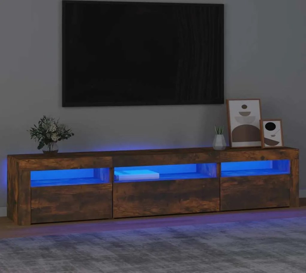 vidaXL TV skříňka s LED osvětlením 195x35x40 cm [3152740] Barva: bílá s vysokým leskem