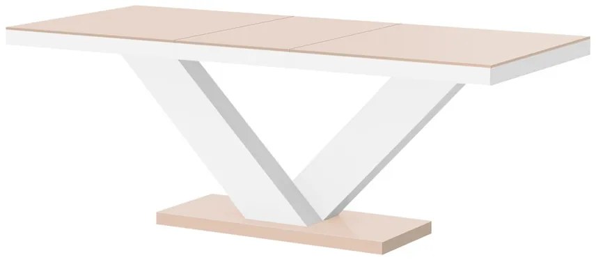 Jídelní stůl VICTORIA (cappucino lesk/bílá lesk/cappucino lesk)