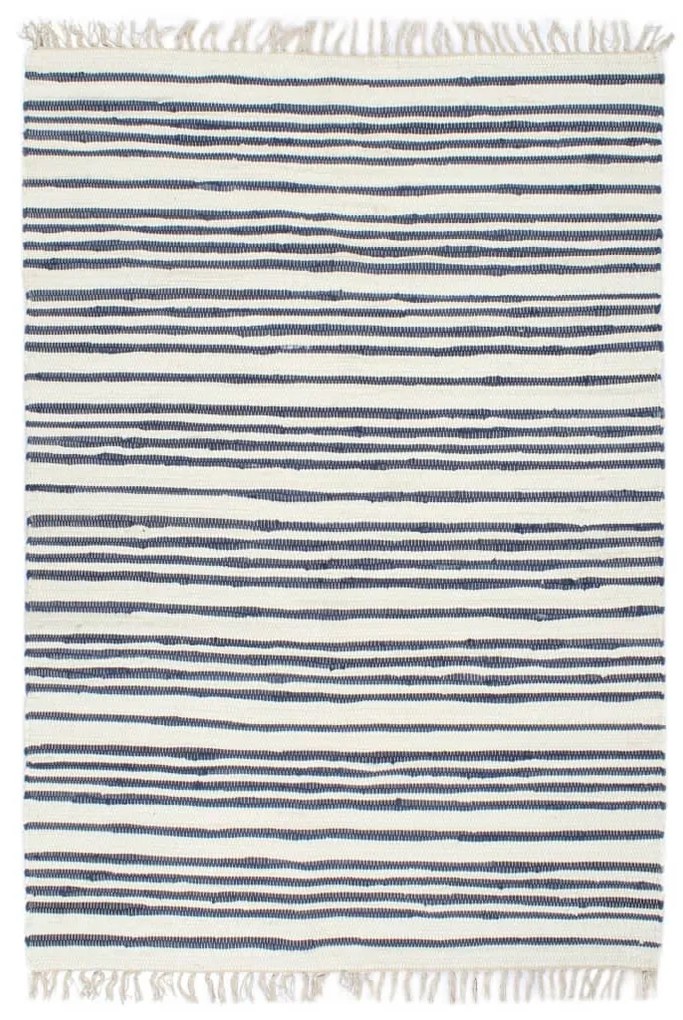133921 vidaXL Ručně tkaný koberec Chindi bavlna 80 x 160 cm modro-bílý