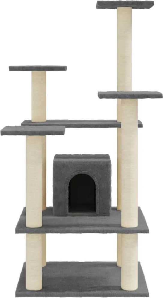 Škrabadlo pro kočky se sisalovými sloupky tmavě šedé 110 cm 171481