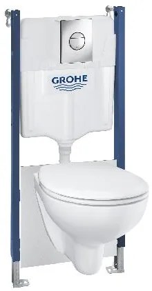 Grohe Solido - Sada pro závěsné WC + klozet a sedátko softclose Bau Ceramic, rimless, tlačítko Sail, chrom 39415000