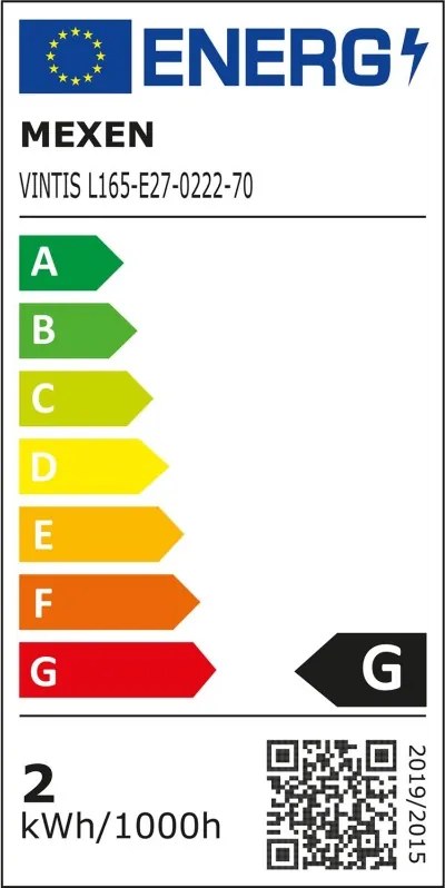 Mexen Vintis, LED filamentová žárovka E27, G80, 2 W, kouřová 2200K, kouřová, L165-E27-0222-70