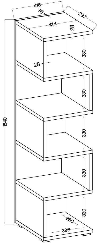 ADRK Designový regál na knihy MORTEN S 42, dub sonoma
