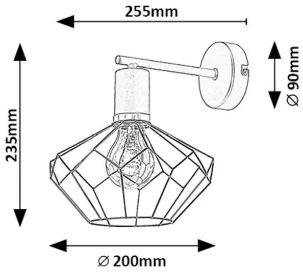 Rabalux 71064 - Nástěnné svítidlo FRAN 1xE27/40W/230V pr. 20 cm černá