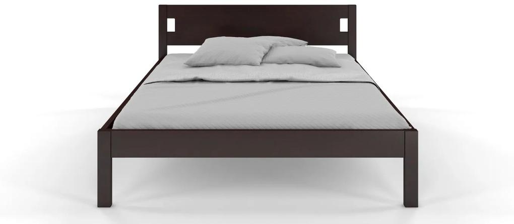 Dřevěná postel Visby LAXBAKEN z borovice / 140x200 cm, barva palisandr