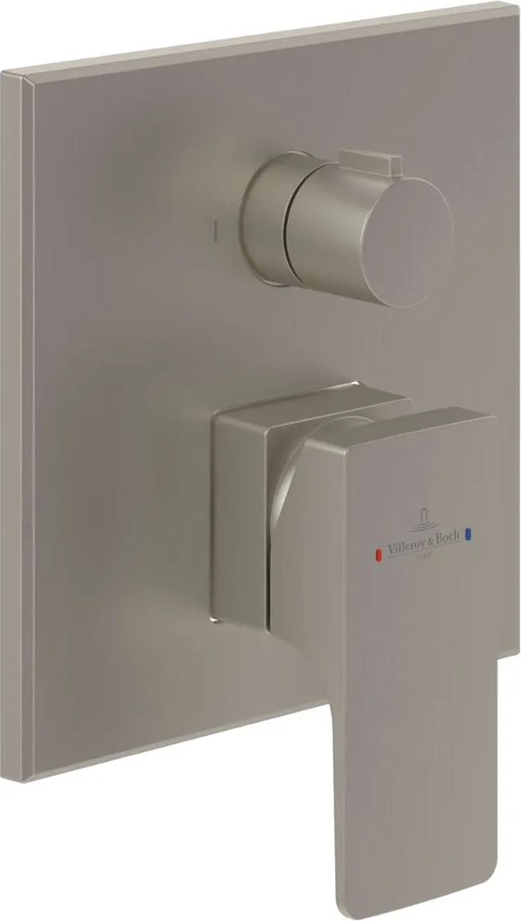 Villeroy & Boch Architectura Square - Baterie pod omítku, pro 2 spotřebiče, matný kartáčovaný nikl TVS12500500064