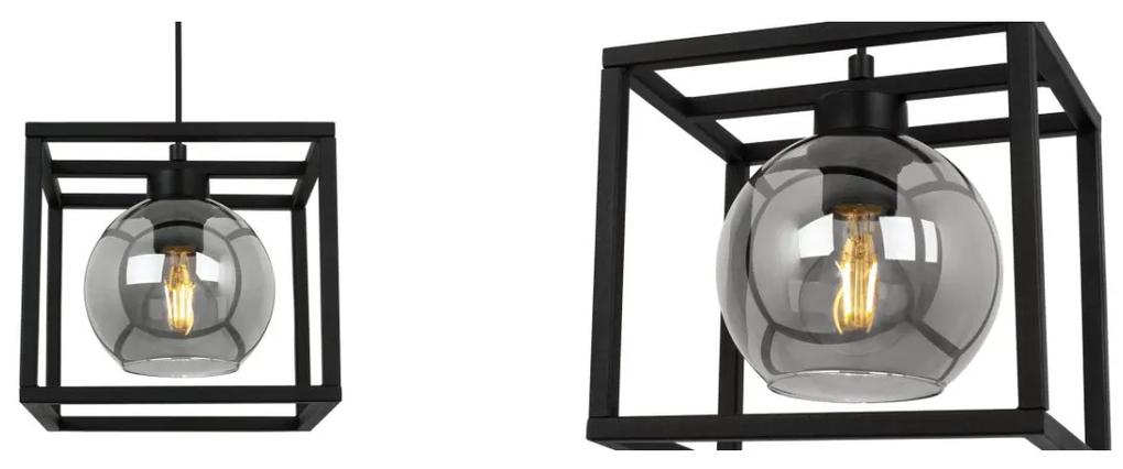 Závěsné svítidlo HAGA CAGE, 1x grafitové skleněné stínítko v kovovém rámu