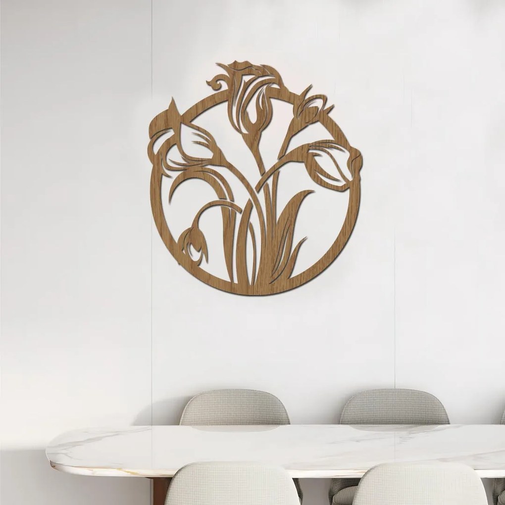dřevo života Dřevěný obraz s TULIPÁNY Zvolte rozměr (cm): 40x44, Zvolte barvu dekoru: Černá