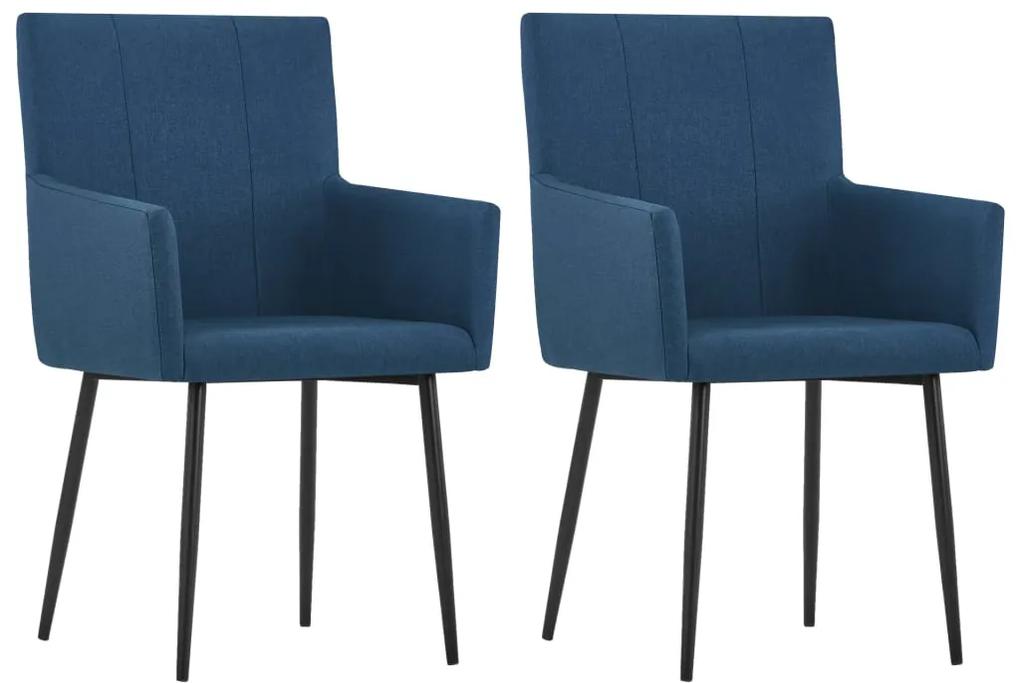 281844 vidaXL Jídelní židle s područkami 2 ks modré textil