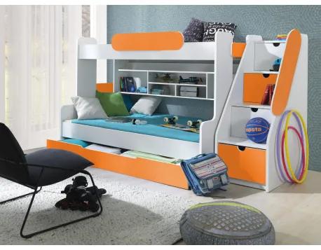 Patrová postel SEGAN včetně úložného prostoru (Oranžová)