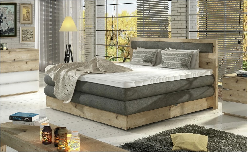 Sconto Postel boxspring DIORI přírodní/šedá