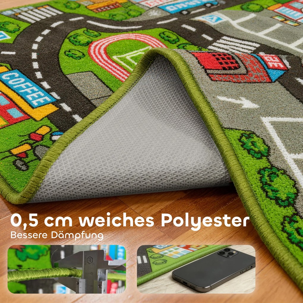 AIYAPLAY Dětská podložka na plazení, hrací podložka 160x100x0,5 cm, deka na plazení s protiskluzovou spodní stranou s motivem města do dětského pokoje