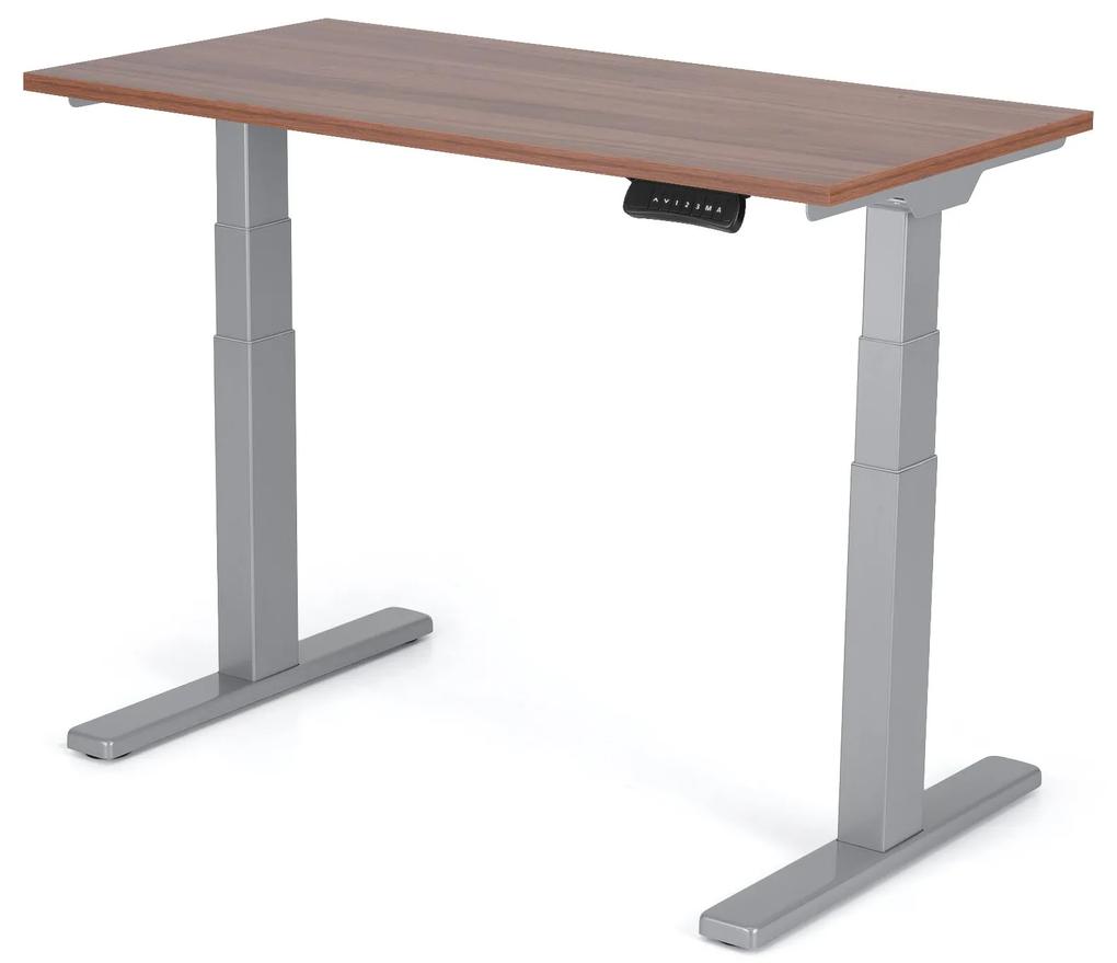 Výškově nastavitelný stůl Liftor 3segmentové nohy premium šedé,   deska 1180 x 600 x 25mm tmavě hnědá