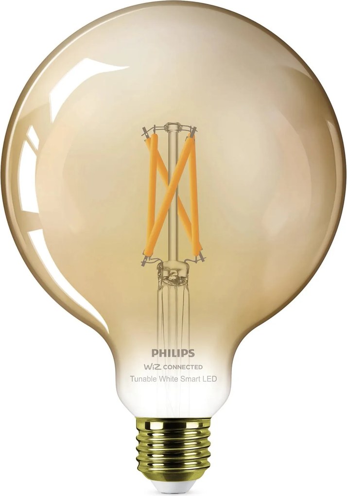 Philips Smart LED žárovka Filament E27 G125, 7 W, 640 lm, 2000-5000K, jantarová
