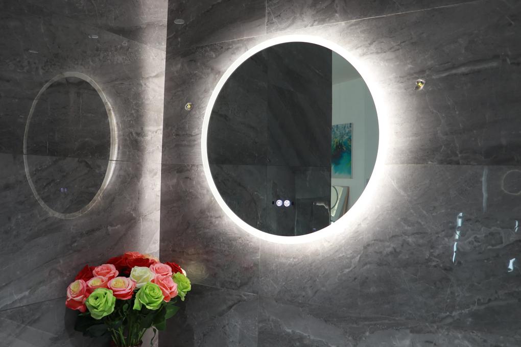 Bezdoteku Nemlžící koupelnové zrcadlo kulaté s LED osvětlením 60x60 cm KZ3