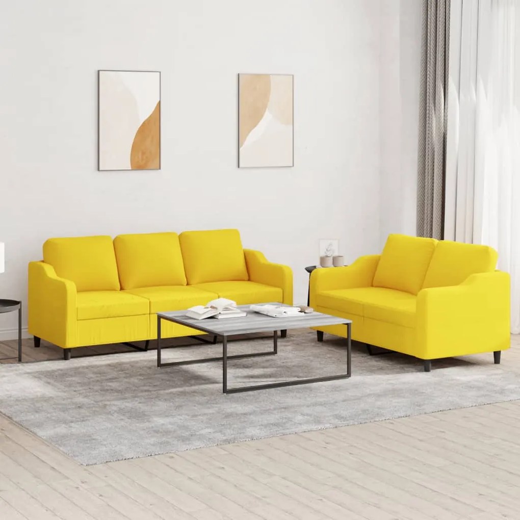 2dílná sedací souprava s poduškami světle žlutá textil 3201839