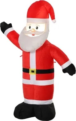 Outsunny Nafukovací Santa Claus 150 cm s sametovým povrchem, skladovací taškou, vánoční dekorace pro venkovní použití