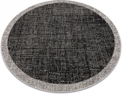 Koberec SIZAL FLOORLUX kruh 20401 Ramka černý / stříbrný - 120 cm kruh