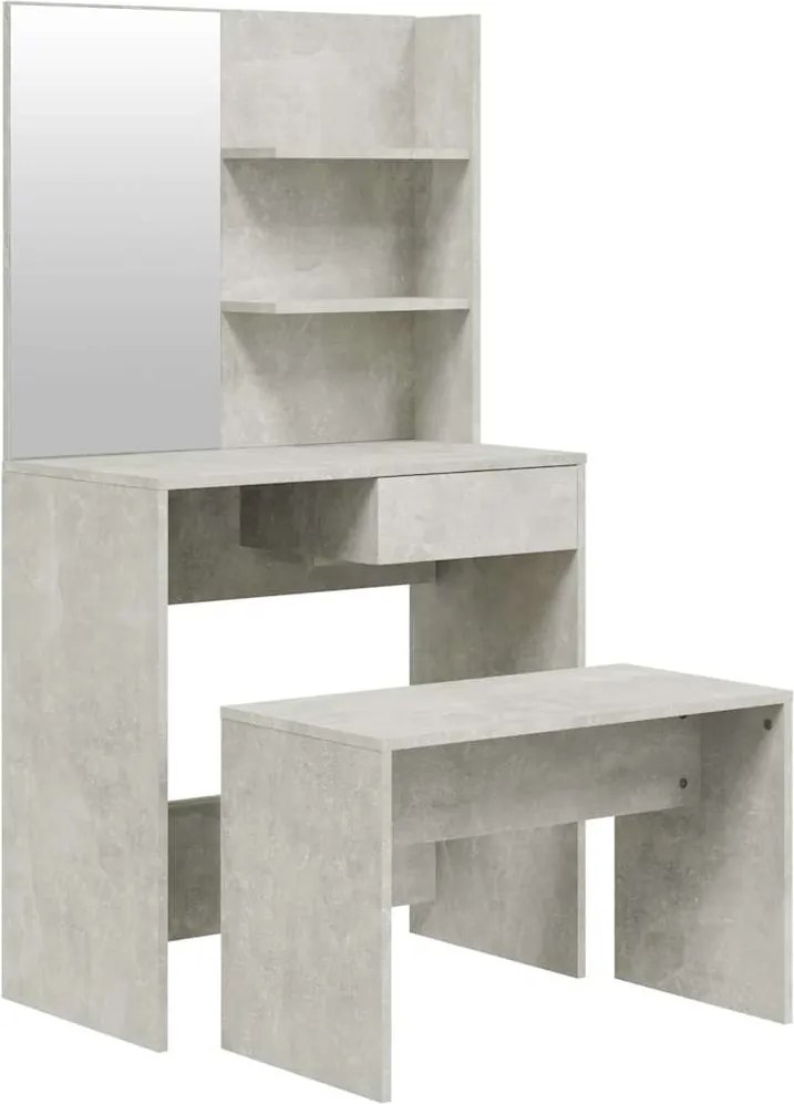 Toaletní stolek sada betonově šedý 74,5 x 40 x 141 cm 3114142