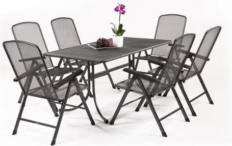 Garland MWH Basani 6+ sestava zahradního nábytku z tahokovu (6x polohovací křeslo Savoy Basic 5-pos a 1x stůl Universal 145) - AKCE !