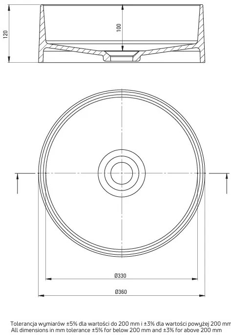 Deante Silia, granitové umyvadlo na desku 360x360x120 mm, béžová, DEA-CQS_5U4S