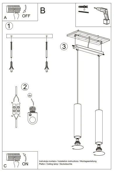 Sollux SL.1241 - Lustr na lanku LAGOS 2xGU10/10W/230V zlatá
