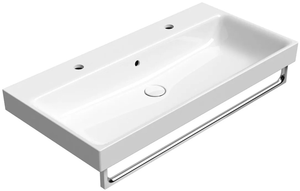 GSI NUBES keramické umyvadlo 100 x 50 cm 2 otvory s přepadem Extra Glaze bílá 9623211