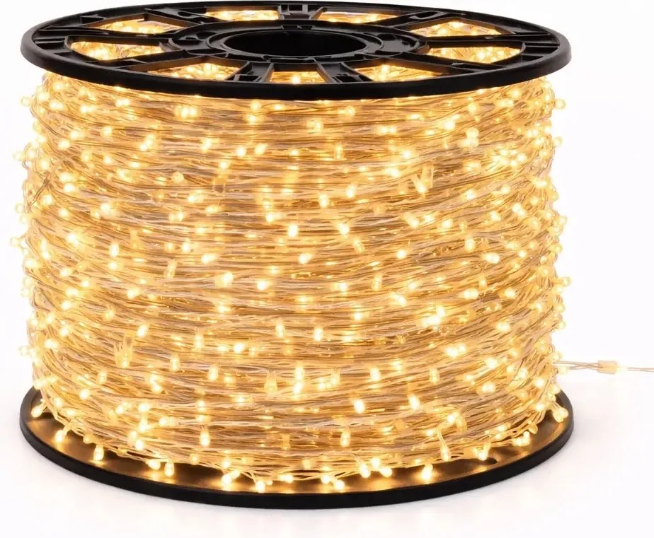 Eco Fix LED světelný řetěz, venkovní, 80 m, teple bílá s FLASH, 800 diod, čirý kabel, IP67, cívka