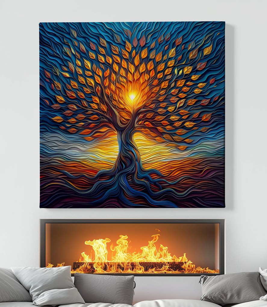 Obraz na plátně - Strom života Plující listy FeelHappy.cz Velikost obrazu: 100 x 100 cm